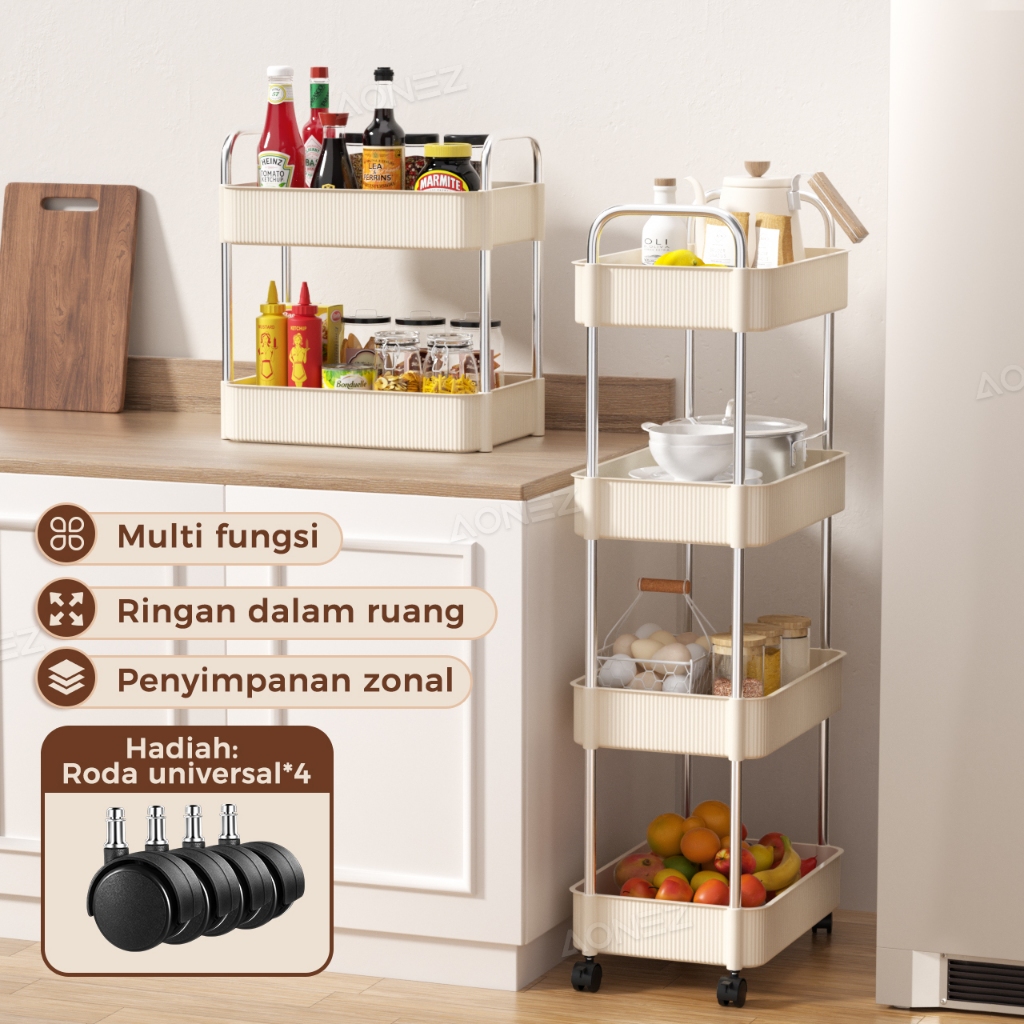 Jual Homestorage Rak Troli Susun Dapur Transparan Rak Dapur Square Rak ...