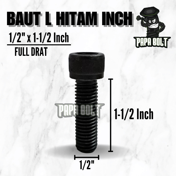 Jual Baut L Baja Hitam NC 1/2" x 1-1/2 Inch / Socket Head Kunci L ...