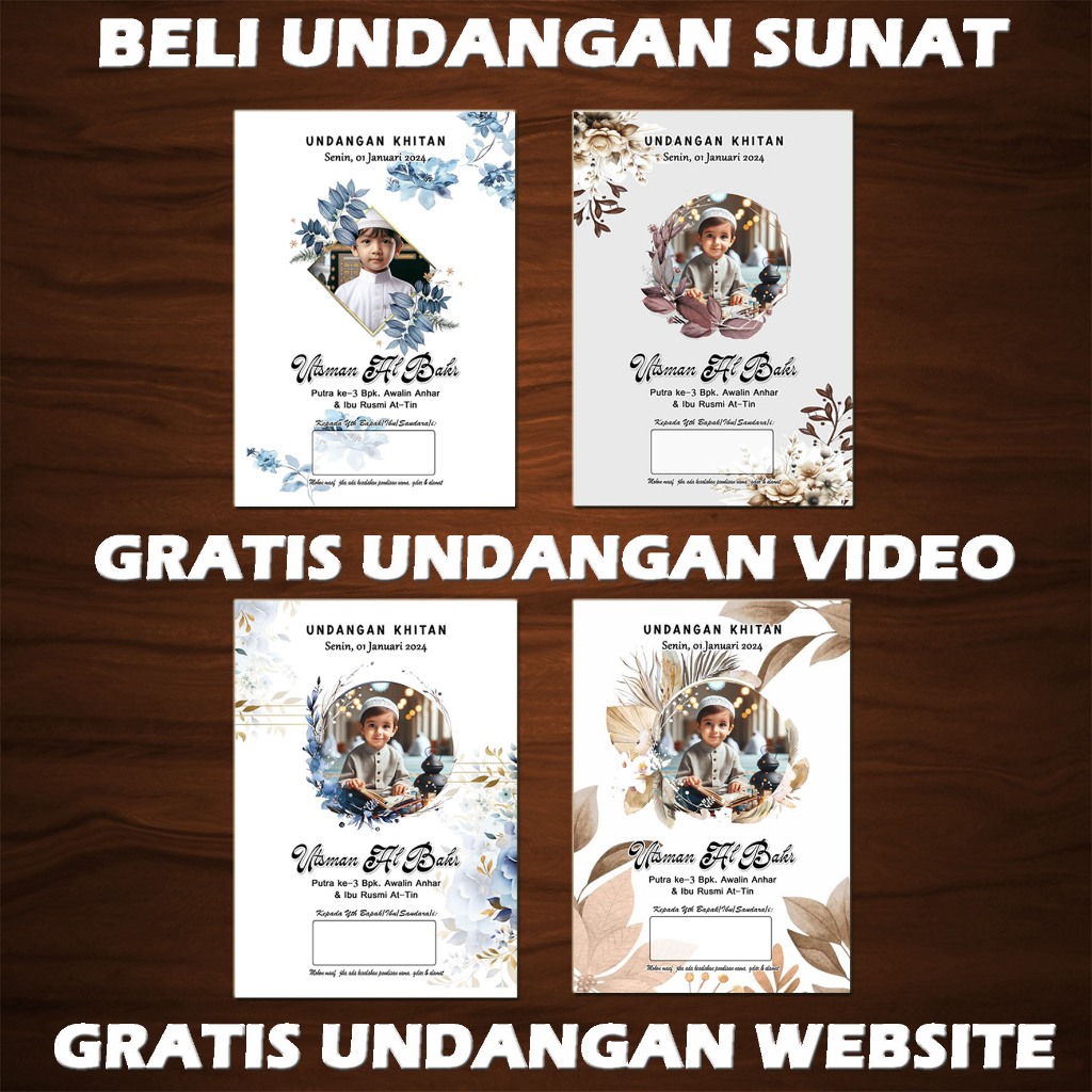 Jual undangan sunat kopi design 9 10 11 12 bisa tambah foto anak ...