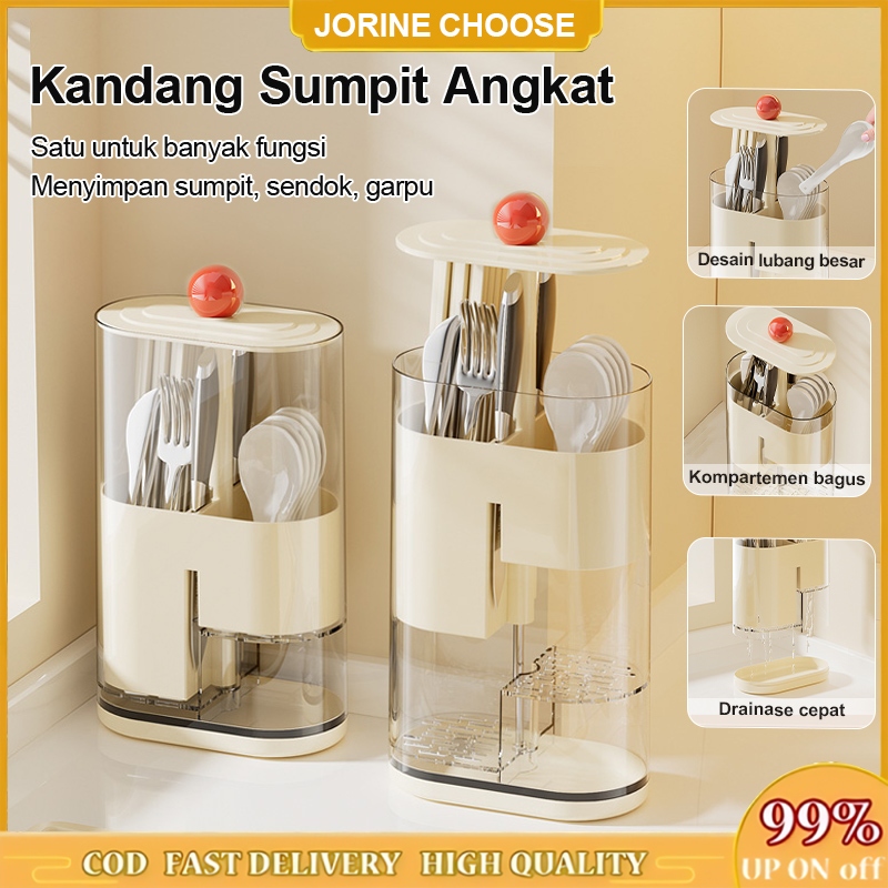 Jual Jorine Choose Tempat Sendok Garpu Sumpit Sedotan dengan Tutup ...