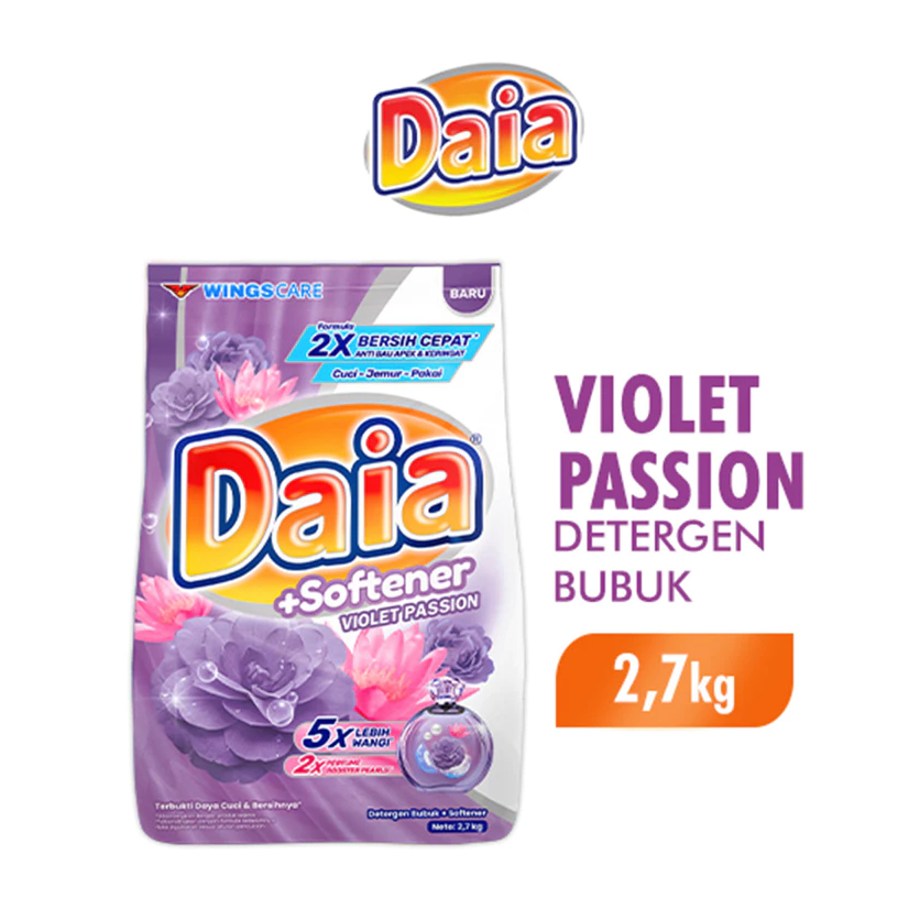 Jual Daia Detergen Bubuk + Softener Sabun Cuci Pakaian Violet Passion 2 ...