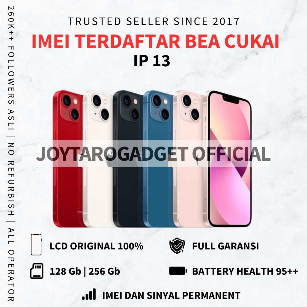 Jual iPhone 13 128gb 256gb imei terdaftar BC beacukai ( Permanent ) Lcd Original 100% No ...