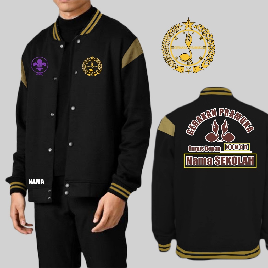 Jual JAKET BASEBALL KANCING SABLON PRAMUKA / JAKET CUSTOM SABLON ...