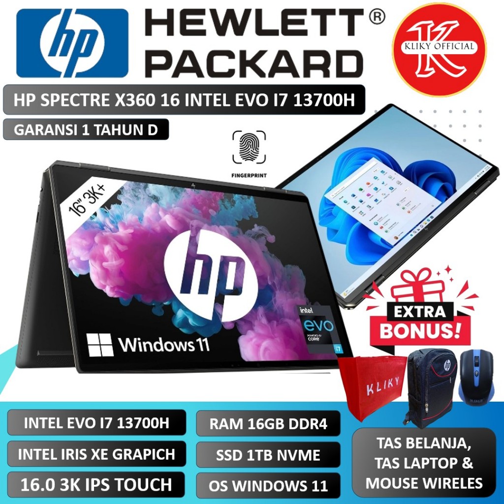 Jual Laptop Hp Spectre X360 16 Intel EVO i7 13700H Ram 16GB 1TB Ssd 16. ...