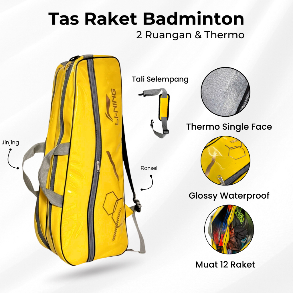 Jual Tas Raket Badminton Ransel - Thermo 2 Ruangan | Waterproof & Tahan ...
