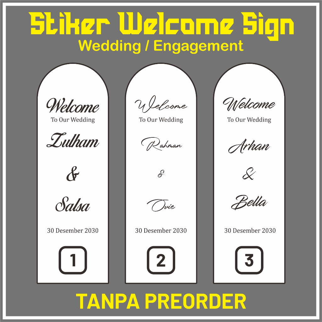 Jual Stiker Welcome Sign Lebar Cermin 30cm 40cm 50cm 60cm Sticker ...