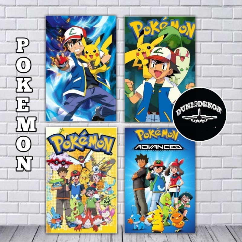 Jual hiasan dinding POKEMON Ukuran 30x20+bingkai kayu, poster anime ...