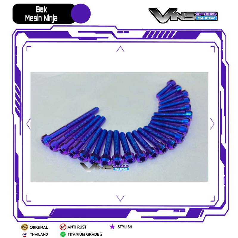 Jual 22 Baut Bak Mesin Kanan Kiri Ninja R / Ninja RR / Ninja SS Titanium GR5 | Shopee Indonesia