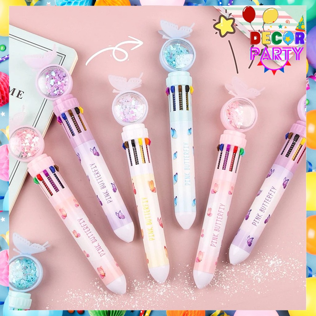 Jual DP Pulpen Gliter Motif Kupu-Kupu Karakter Lucu 10Warna Pulpen Gel ...