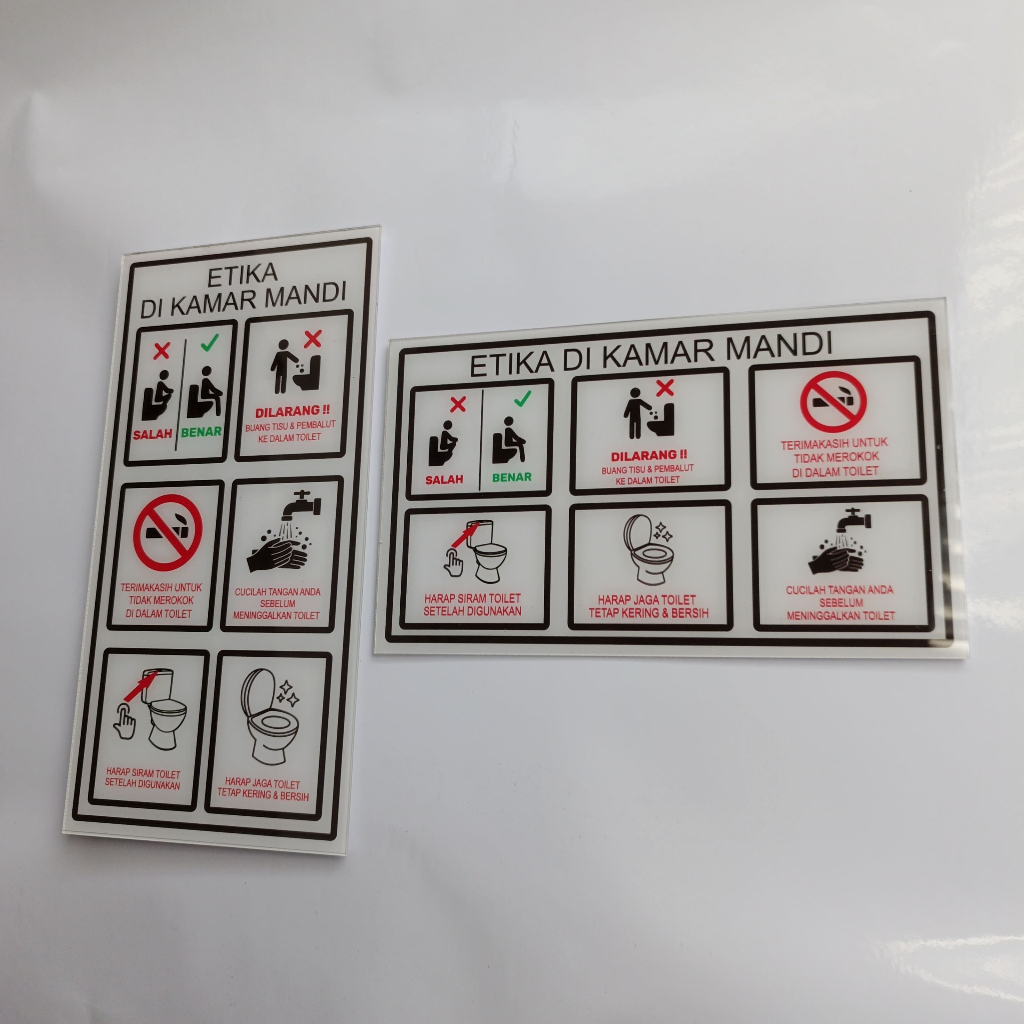 Jual Sign Penggunaan/Etika/Tata Cara Kamar Mandi Toilet Akrilik Sticker ...