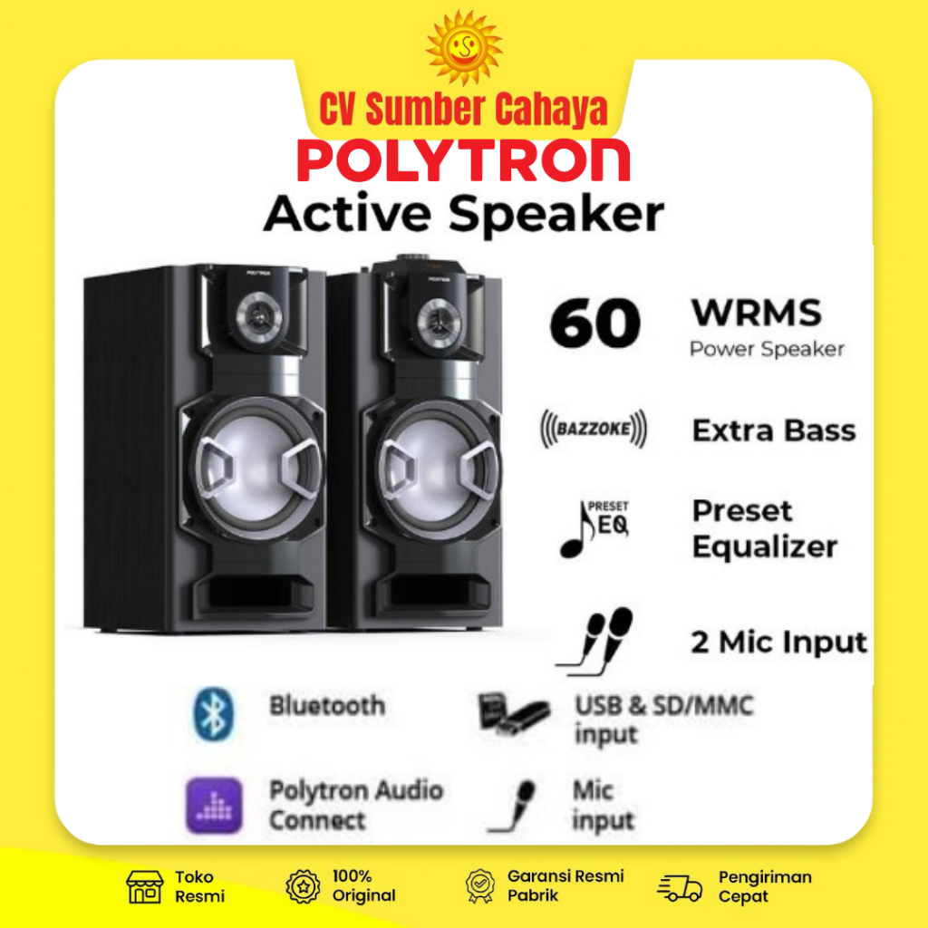Jual Polytron Speaker Aktif Audio Bluetooth PAS 8E12 PAS8E12 USB Mic ...