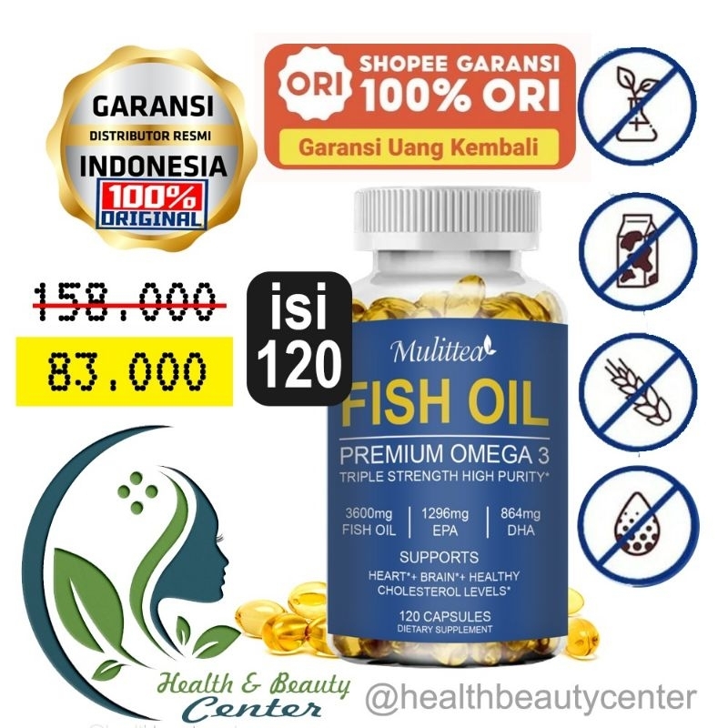 Jual Mulittea Fish Oil 3600 mg Soft-Gels omega 3 supplement with EPA ...