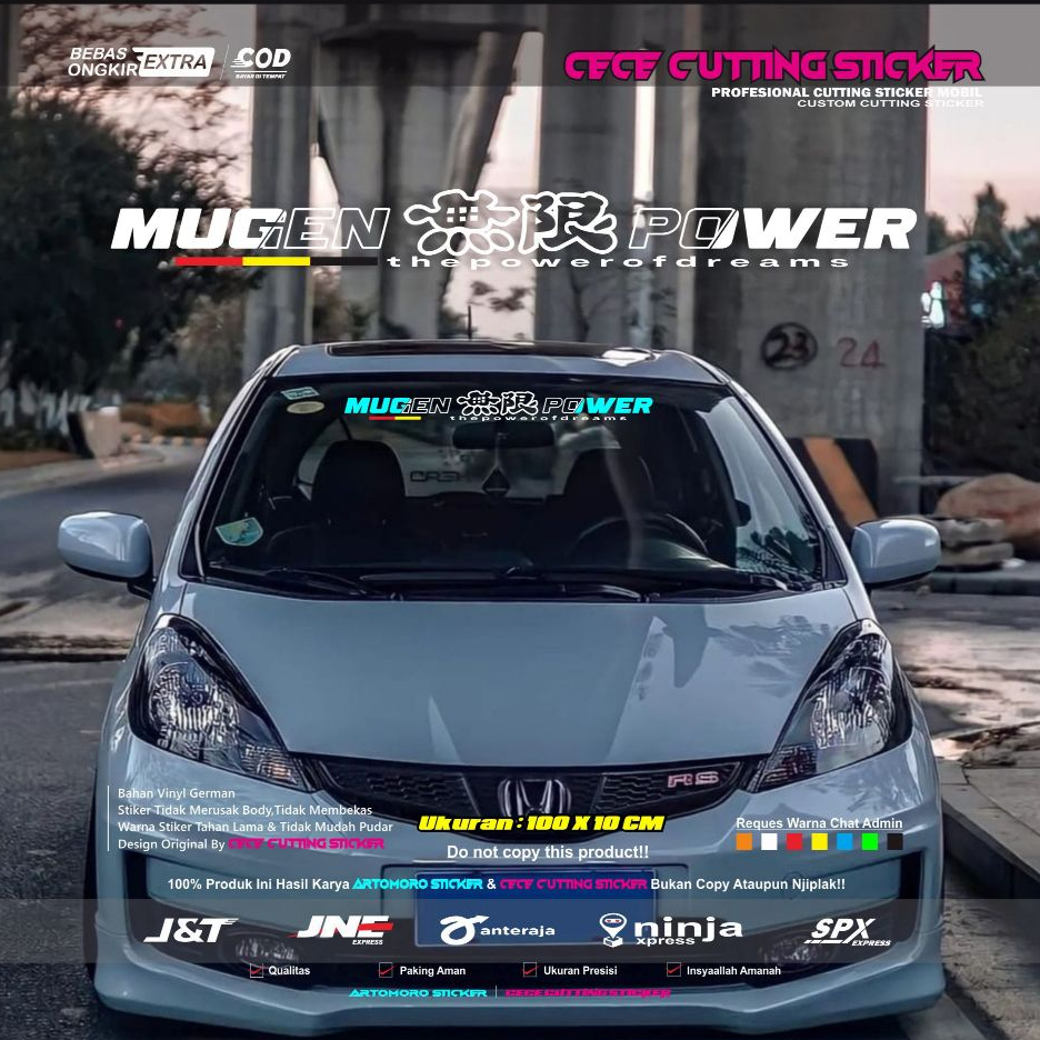 Jual STICKER STIKER MOBIL KACA DEPAN MUGEN POWER BLOK TULISAN BOLONG ...
