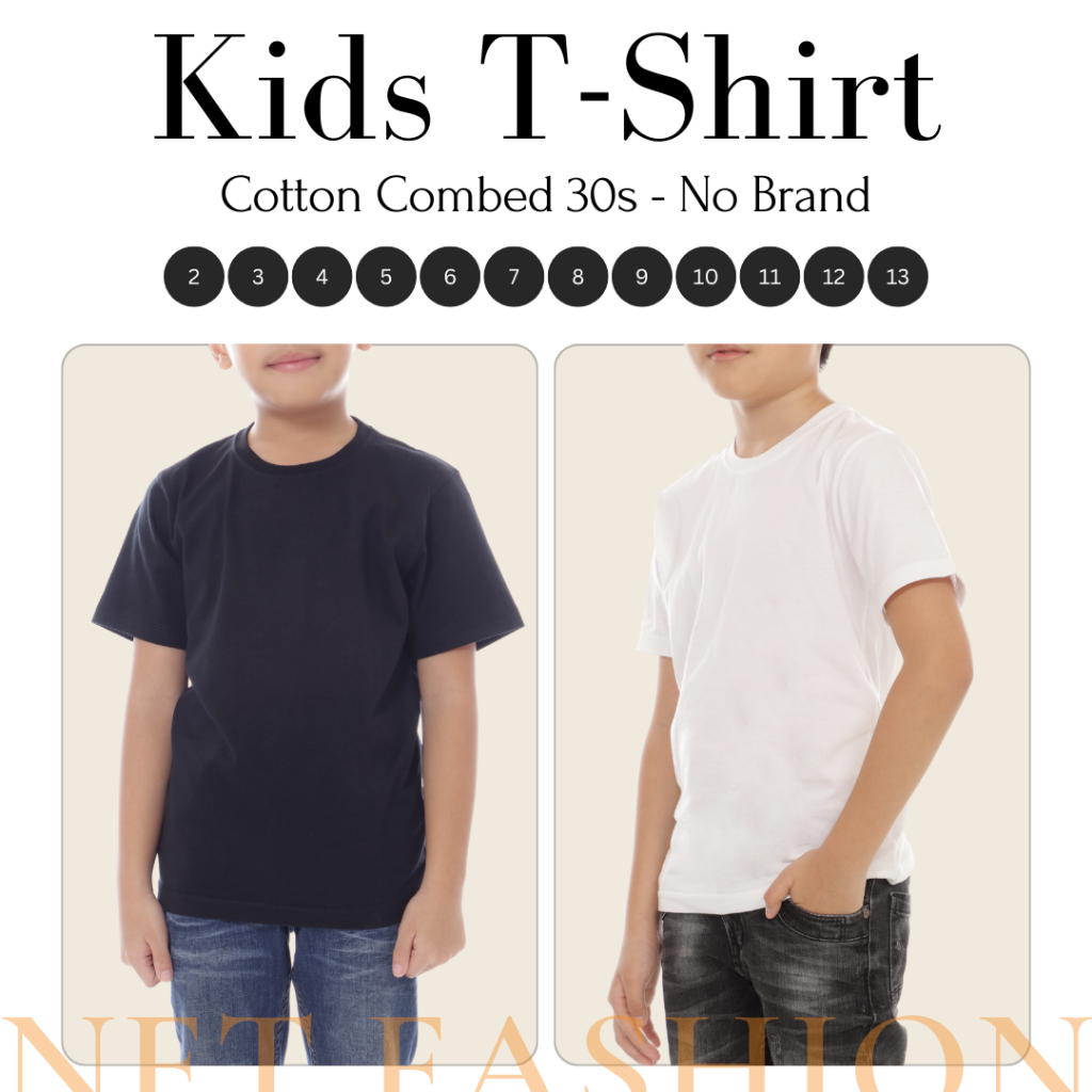 Jual KAOS POLOS ANAK LENGAN PENDEK COTTON COMBED 30S BAJU KAOS KIDS UMUR 2-13 TAHUN - BLACK ...