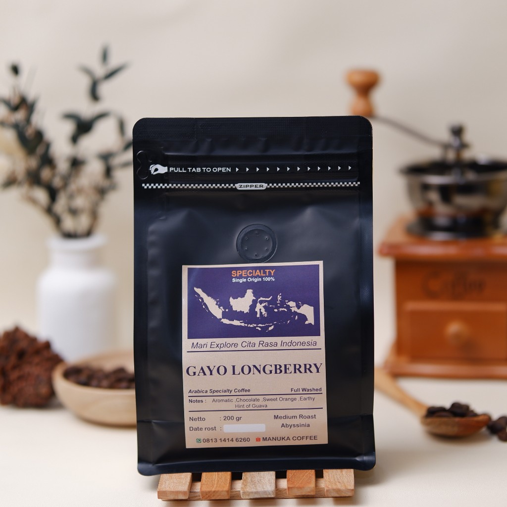 Jual Kopi Arabika Aceh Gayo Longberry 200g - Biji / Bubuk Kopi Manuka ...