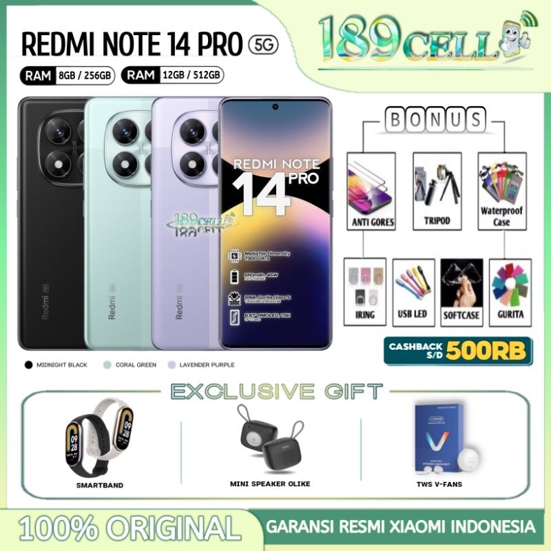 Jual XIAOMI REDMI NOTE 14 PRO 5G RAM 12/512GB 8/256GB | XIAOMI REDMI ...