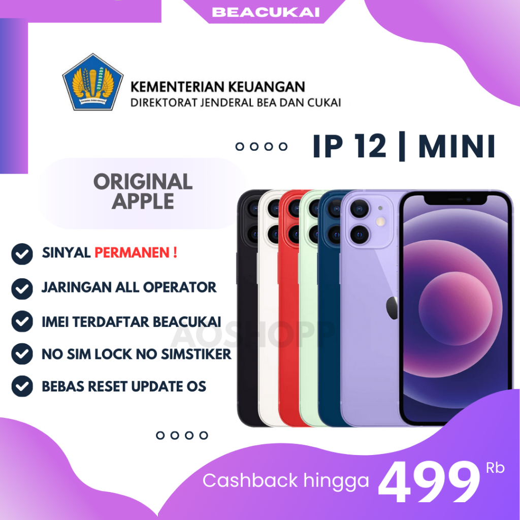 Jual bc ip 12 | 12 mini Beacukai 64GB 128GB 256GB Normal Second inter ...