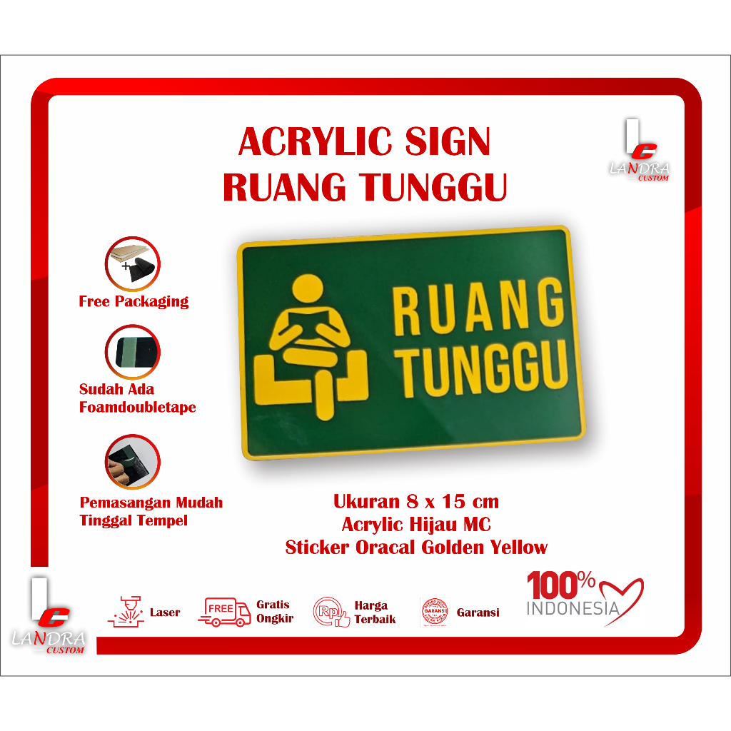 Jual Acrylic Sign Ruang Tunggu - Akrilik Hujau Sticker Golden Yellow ...