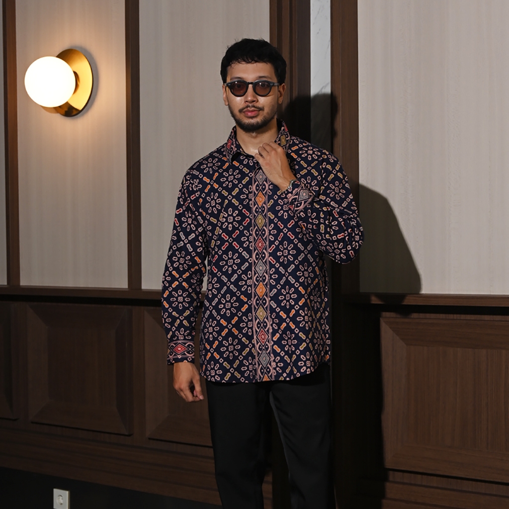 Jual Trabalho - Bayu Long Wonogiren Blue L0140, Kemeja batik pria ...