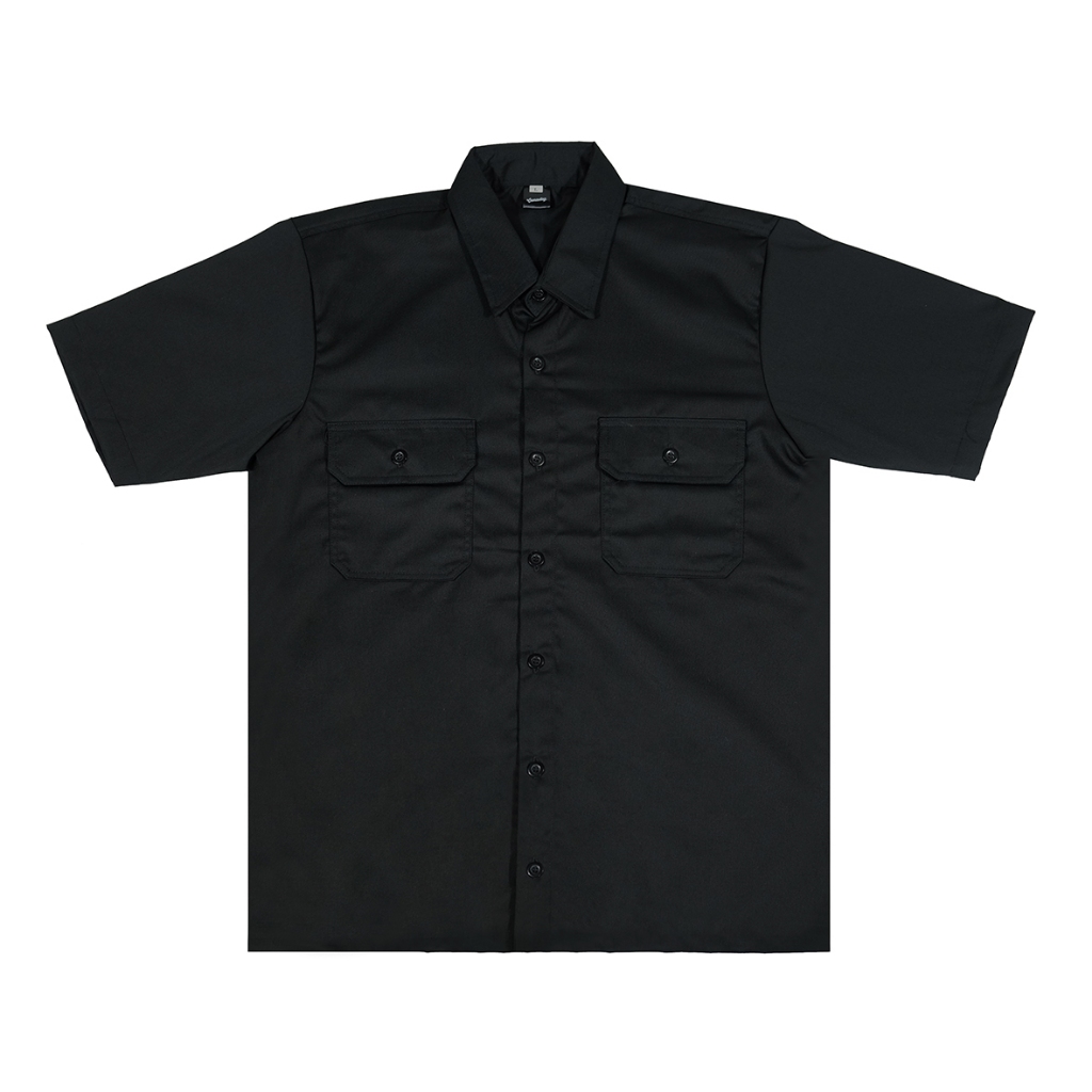 Jual Ownesday Workshirt Kemeja Pendek Polos Basic Hitam | Shopee Indonesia