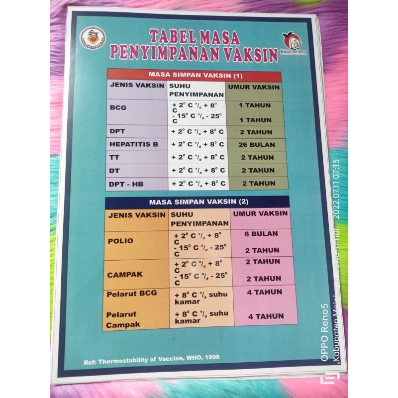 Jual Poster Tabel Masa Penyimpanan Vaksin 2025 | Shopee Indonesia