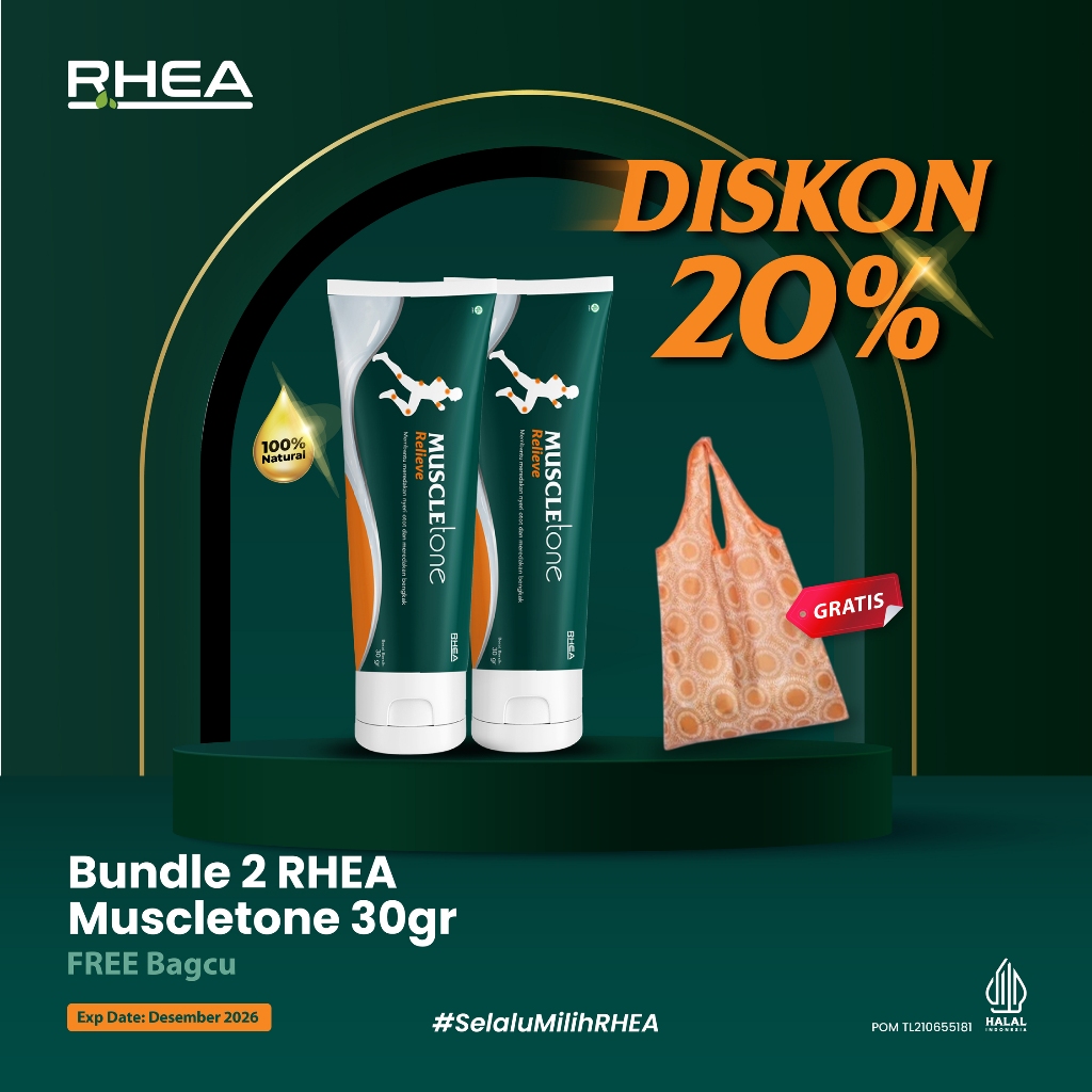 Jual Bundle 2 Rhea Muscletone Relieve 30 gr + FREE Bagcu (tas belanja ...