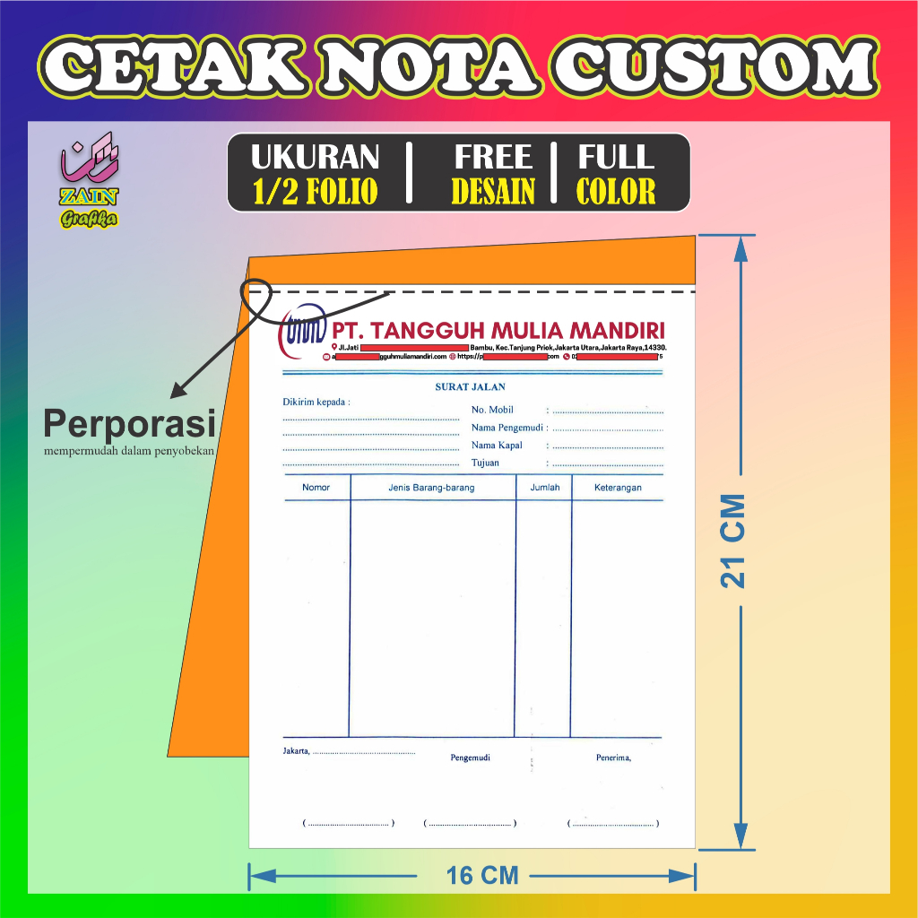 Jual cetak nota 1/2 folio custom desain sesuai keinginan, invoice ...