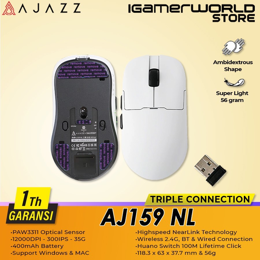 Jual Ajazz AJ159 NL / AJ159NL Wireless Triple Connection Gaming Mouse | Shopee Indonesia