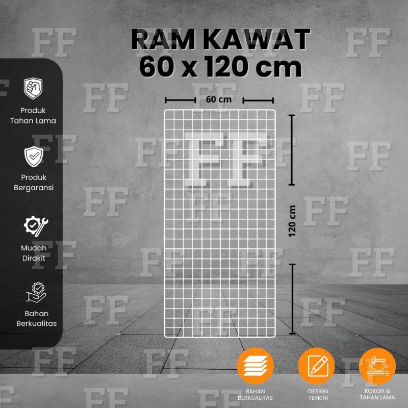 Jual Ram kawat 60cm x 120cm # Ram Dinding # Ram tanpa bingkai | Shopee ...