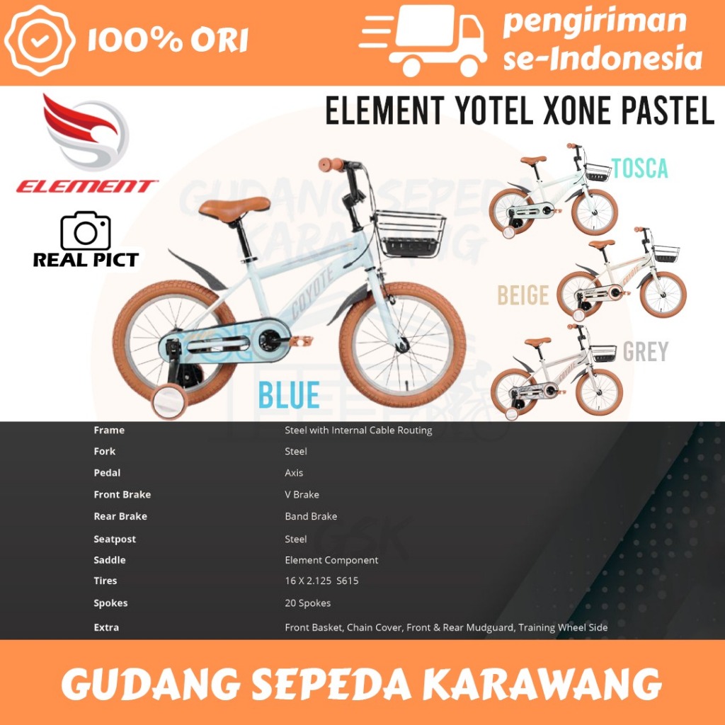 Jual SEPEDA ANAK ELEMENT COYOTE BMX YOTEL XONE PASTEL EDITION 16" dan 18" | Shopee Indonesia