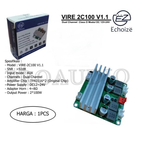 Jual KIT DIGITAL POWER AUDIO AMPLIFIER ECHOIZE 2C100 V1 DUAL CHANNEL ...