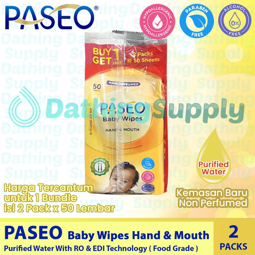 Jual PASEO Baby Wipes Hand And Mouth isi 50 Sheets / Tissue Tisu Tissu ...