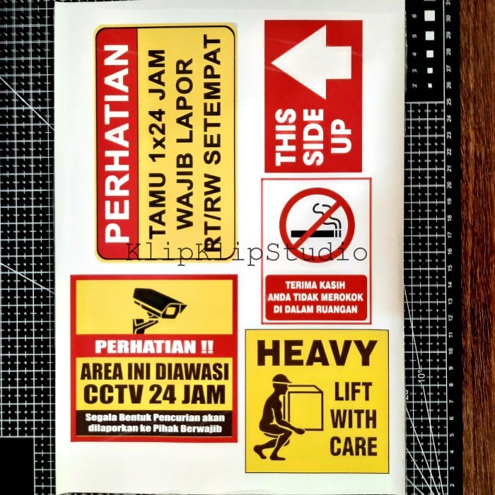 Jual Set Sticker Stiker Label Warning Tamu Harap Lapor Dilarang Merokok ...