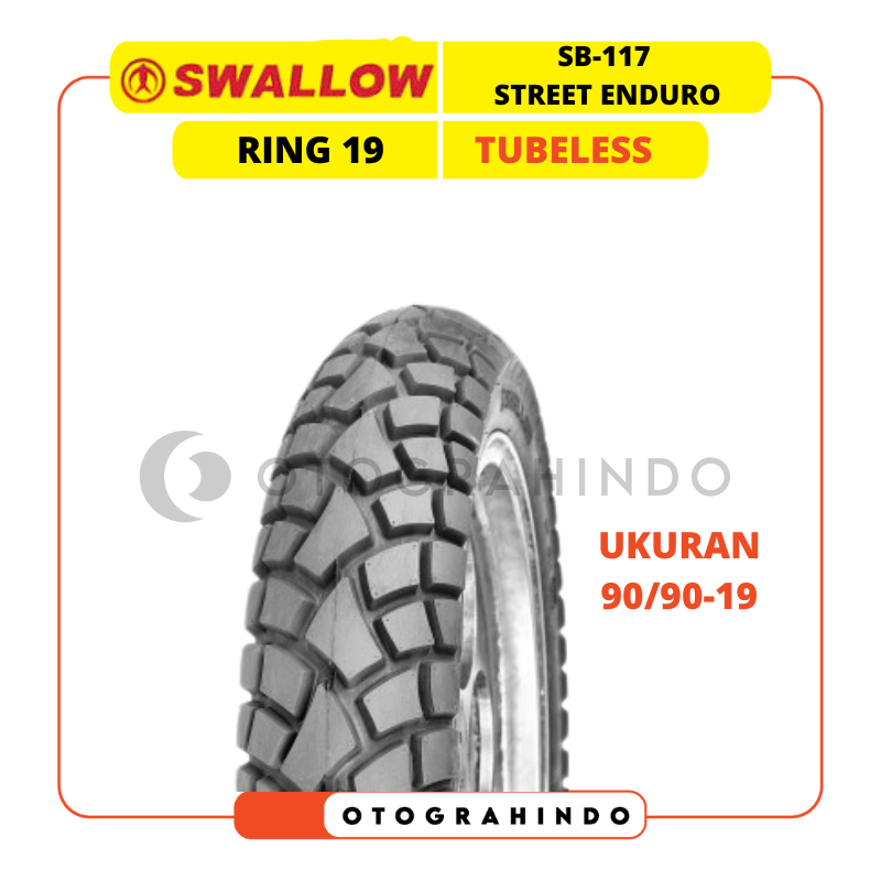 Jual BAN LUAR SEPEDA MOTOR SWALLOW SB-117 STREET ENDURO UKURAN 90/90-19 RING 19 TUBELESS DUAL ...
