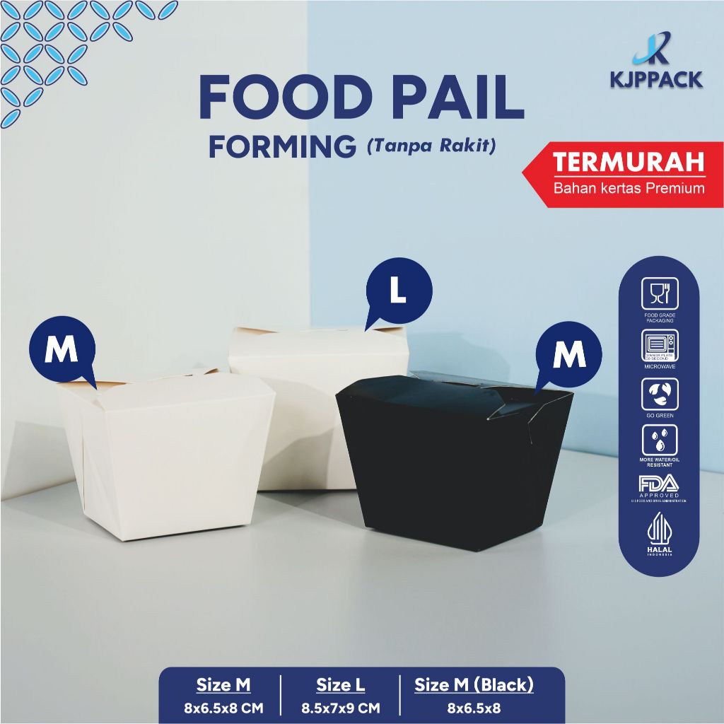 Jual KJPPACK Food Pail Premium White Laminasi PE | Rice Box Takeaway ...