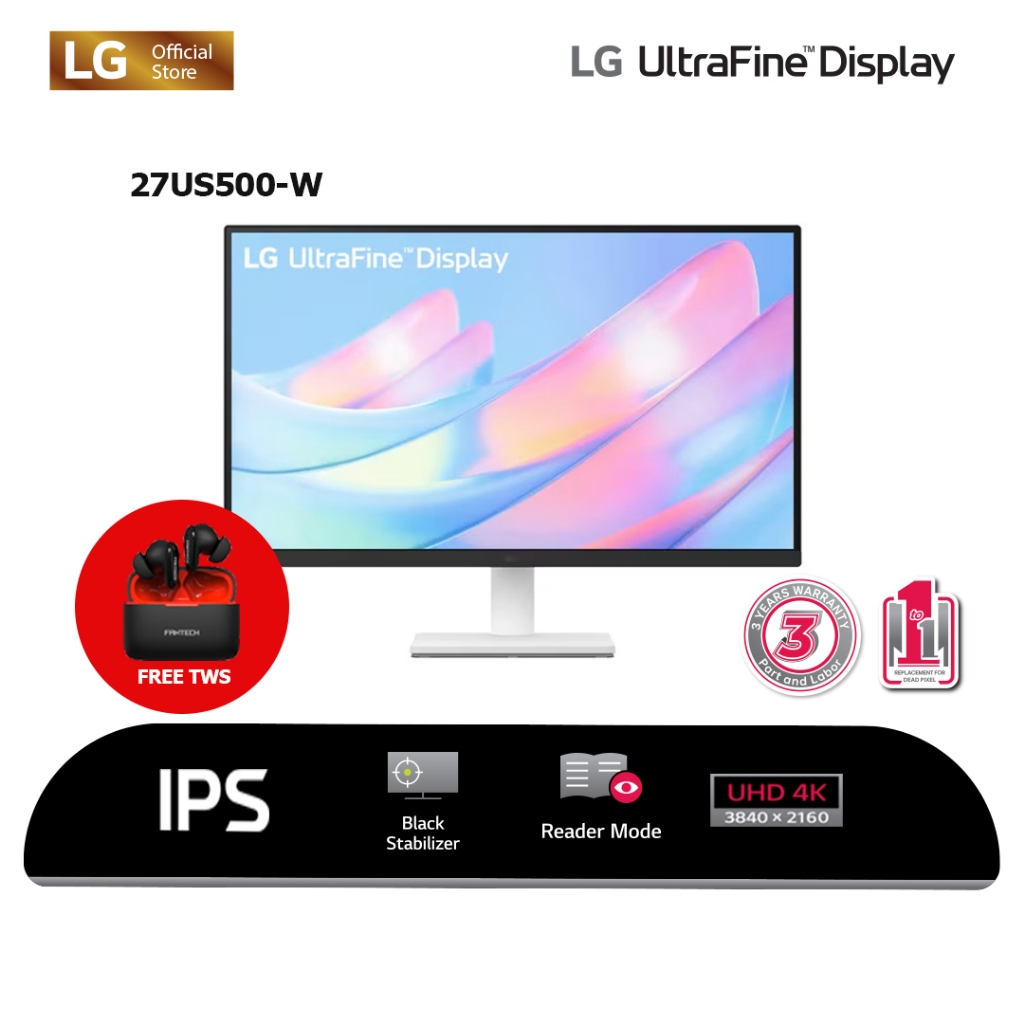 Jual LG UltraFine 27US500-W UHD 4K IPS Display with Black Stabilizer ...