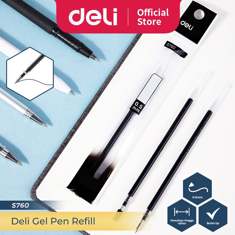Jual Deli Gel Pen Refill / Isi Ulang Tinta Pulpen Gel Hitam 0.5 mm Isi ...