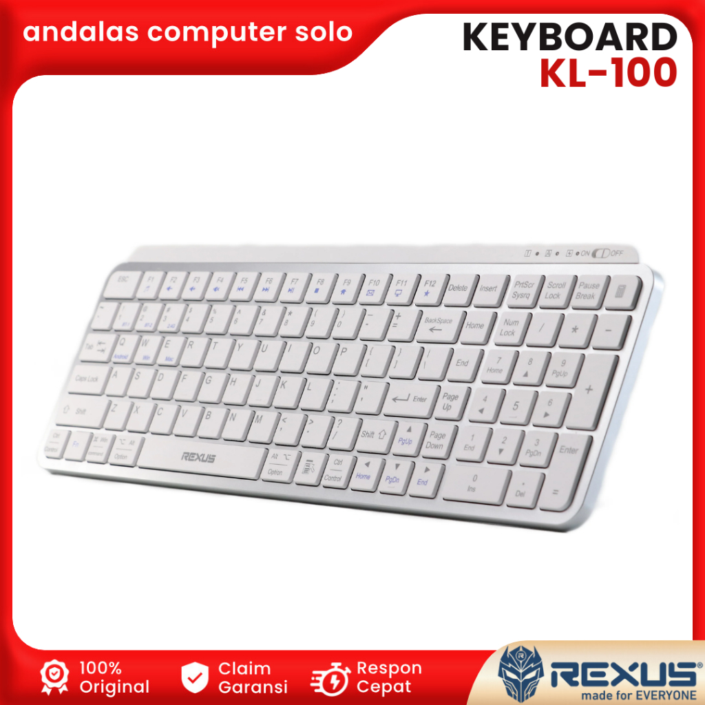 Jual KEYBOARD OFFICE DUAL MODE REXUS KL100 SILVER WIRELESS 2.4GHz ...