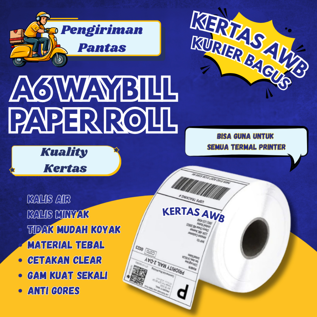 Jual A6 Label Thermal Paper Sticker Shopee AWB Thermal Shipping Label ...
