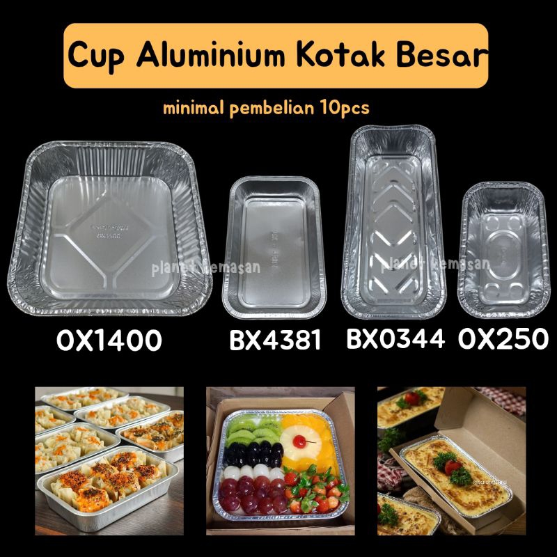 Jual CUP ALUMUNIUM PERSEGI PANJANG KOTAK PUDING PERSEGI TRAY ALUMUNIUM ...