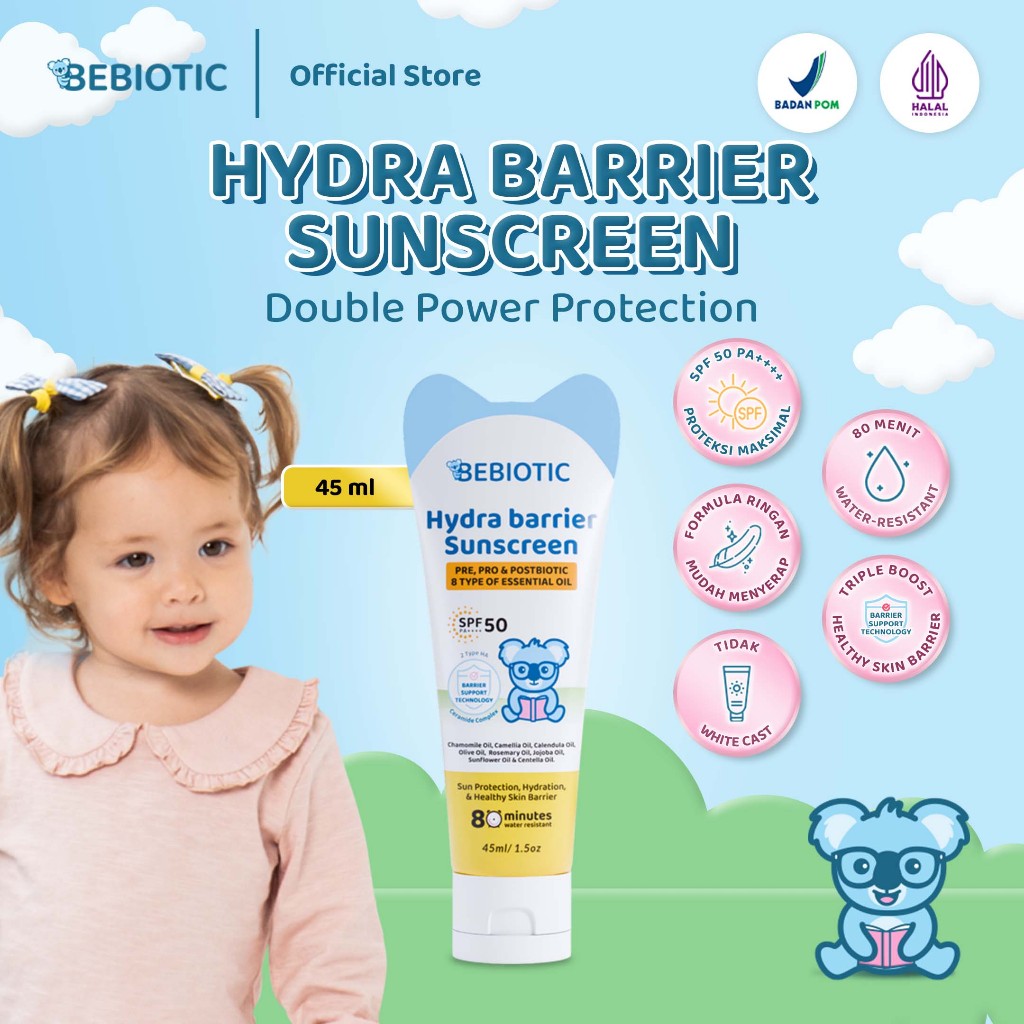 Jual Bebiotic Hydra Barrier Sunscreen Bayi SPF 50 PA++++ 45ml | Shopee ...