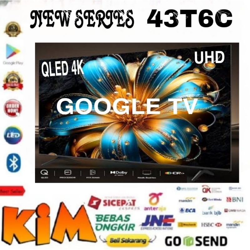 Jual TCL 43T6C 43 Inch GOOGLE TV 4K QLED - HVA Panel - Dolby Vision & Atmos - HDR 10+ - New ...