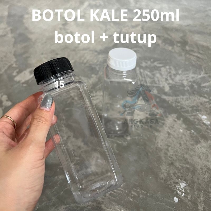 Jual botol kale petak 250ml / botol kale 250ml / botol plastik hitam ...