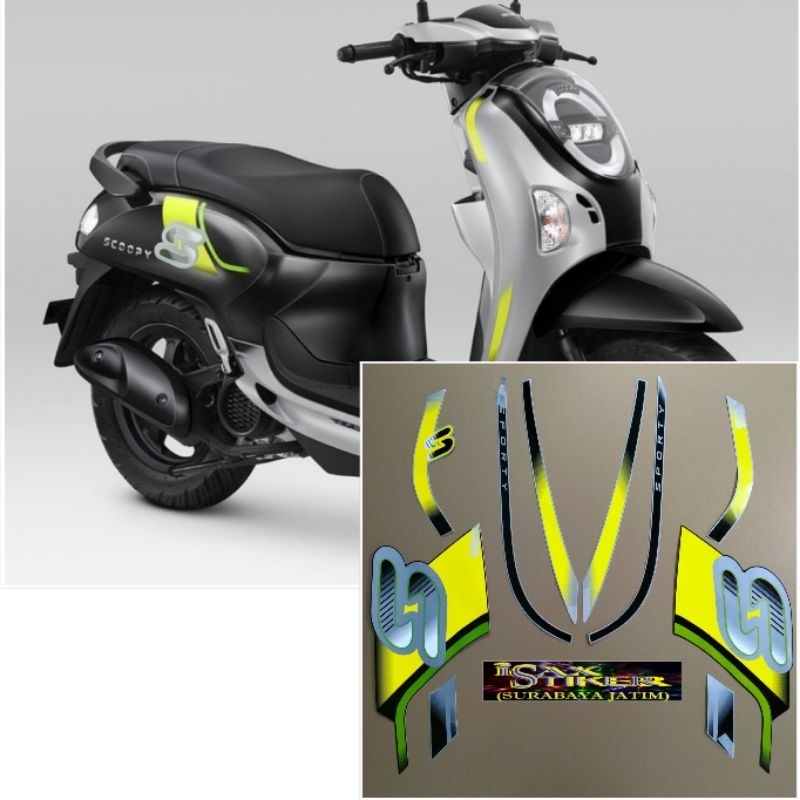 Jual Striping Original Honda Scoopy Sporty Silver Hitam Lis kuning ...