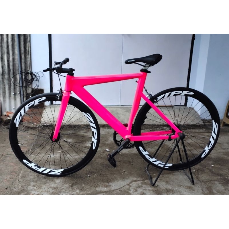 Jual Fixie Gray warna Pink Fanta Flatbar Lengkap Dengan Dua Rem Tangan ...