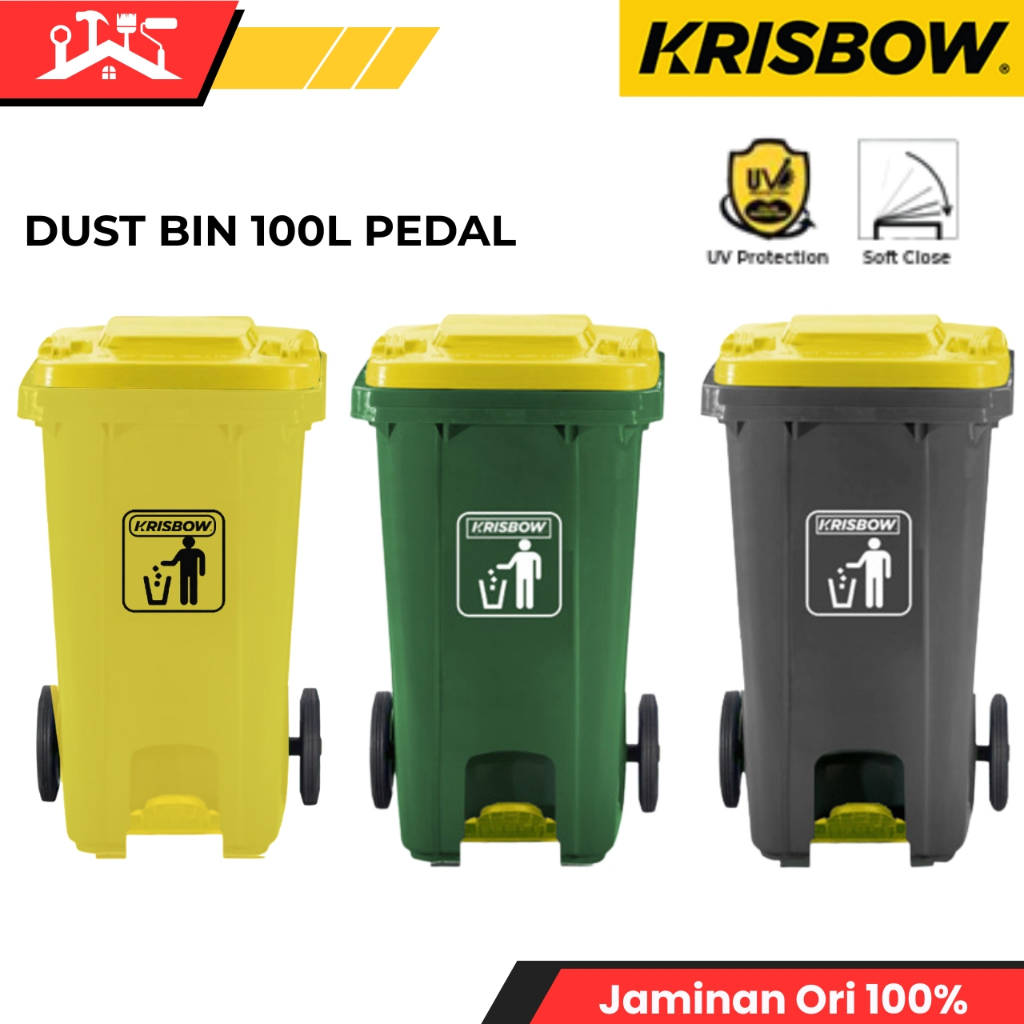 Jual Krisbow 100 ltr Tempat Sampah Plastik - Hijau/Kuning/Abu Tong ...