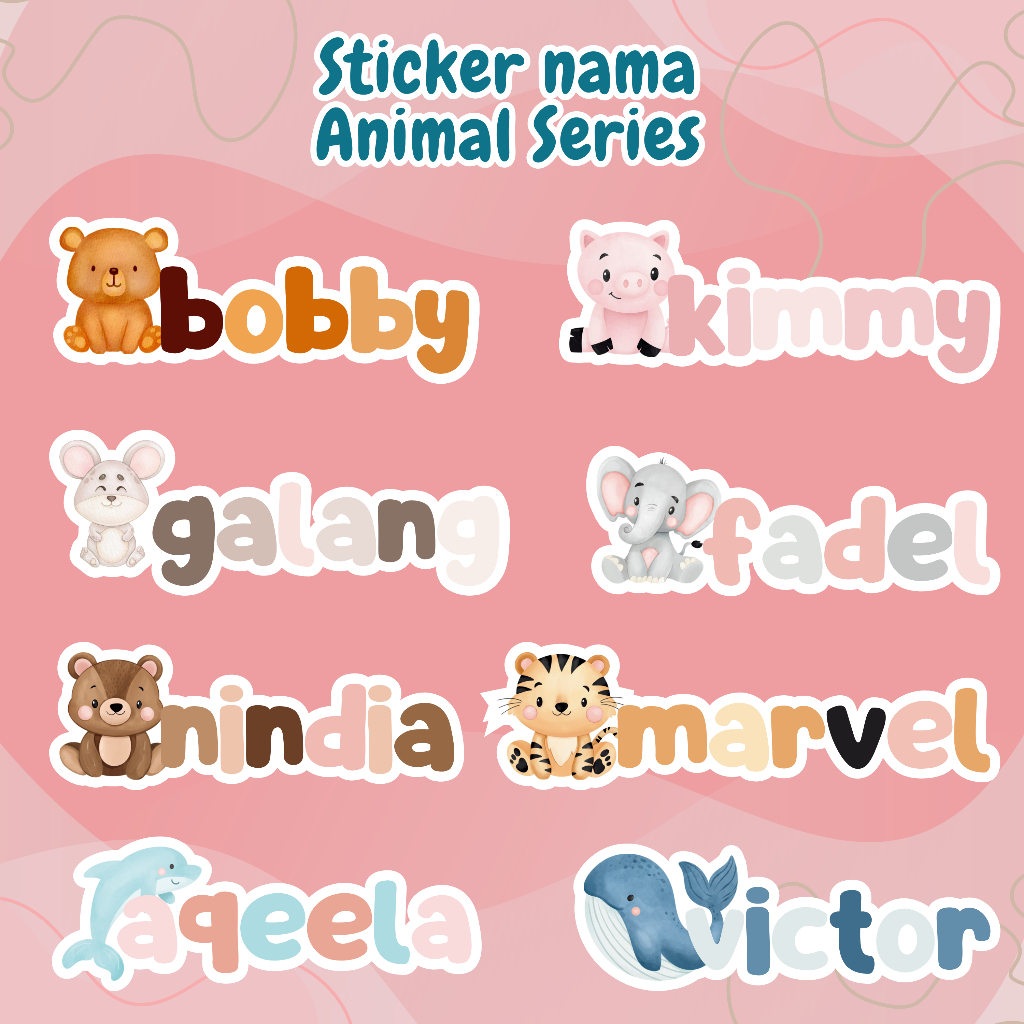 Jual BIG SIZE Sticker Nama Animal Series / Sticker Nama Hewan / Sticker ...