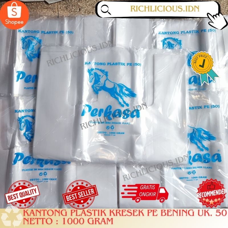 Jual Kantong Plastik Kresek PE Bening Jumbo Ukuran 50 Merk Kuda Perkasa ...