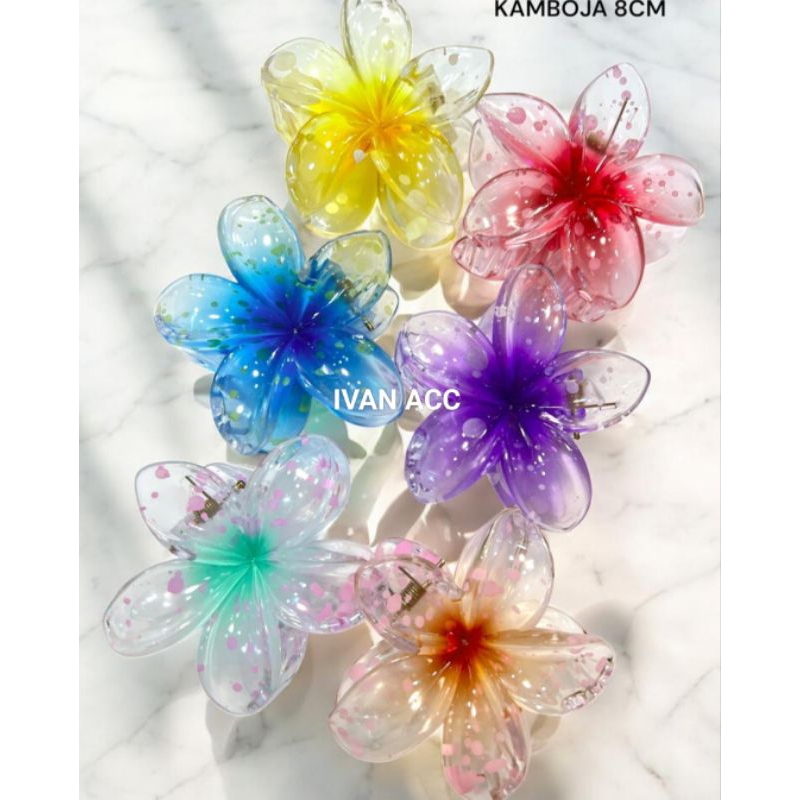 Jual (ISI 12PCS) JEPIT BUNGA KAMBOJA BERCAK WARNA BENING UK 8CM NEW ...