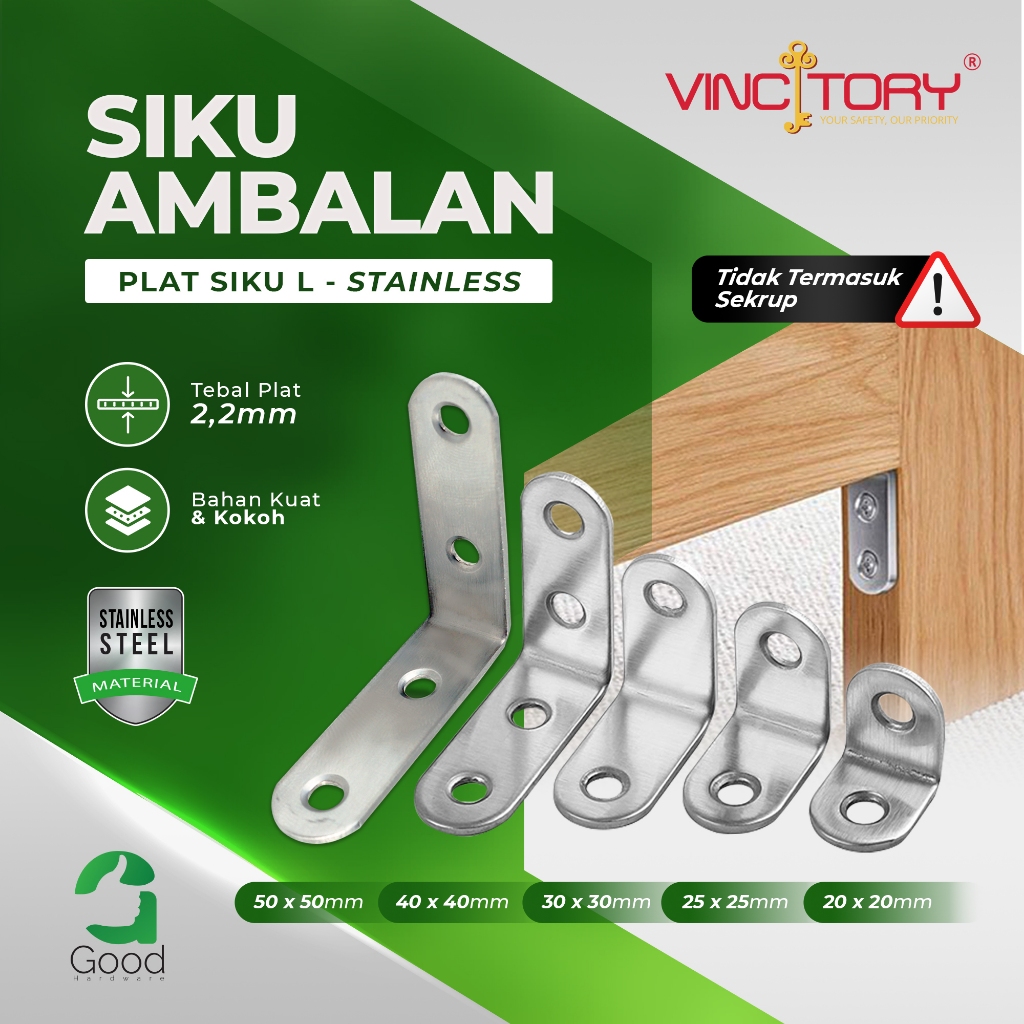 Jual Vincitory Siku L Stainless Steel Plat Siku Bracket Penyangga Rak ...